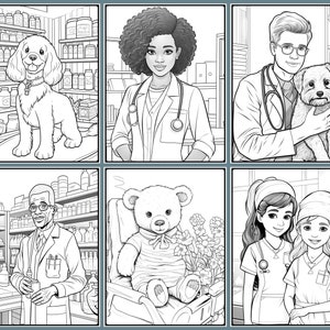 32 Cheerful Medicine Coloring Pages, Children Printable Nurse and ...
