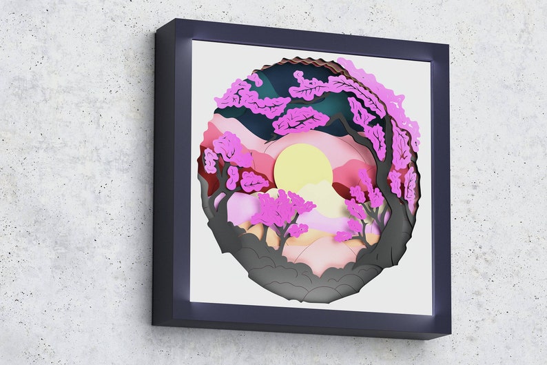 Sakura Shadow Box, SVG Layered Design for Cricut Silhouette and Other ...