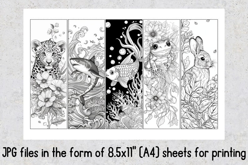 50 Printable Bookmarks for Coloring Animals, Animals Digital Download ...