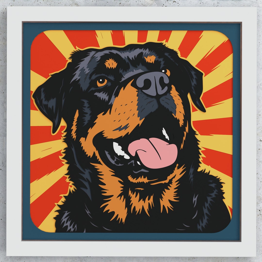 Rottweiler Shadow Box, SVG Layered Design for Cricut Silhouette, 3D ...