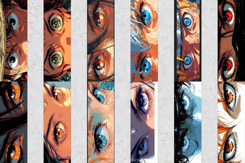 50 Anime Eye Printable Bookmarks, Anime Digital Download Bookmark ...