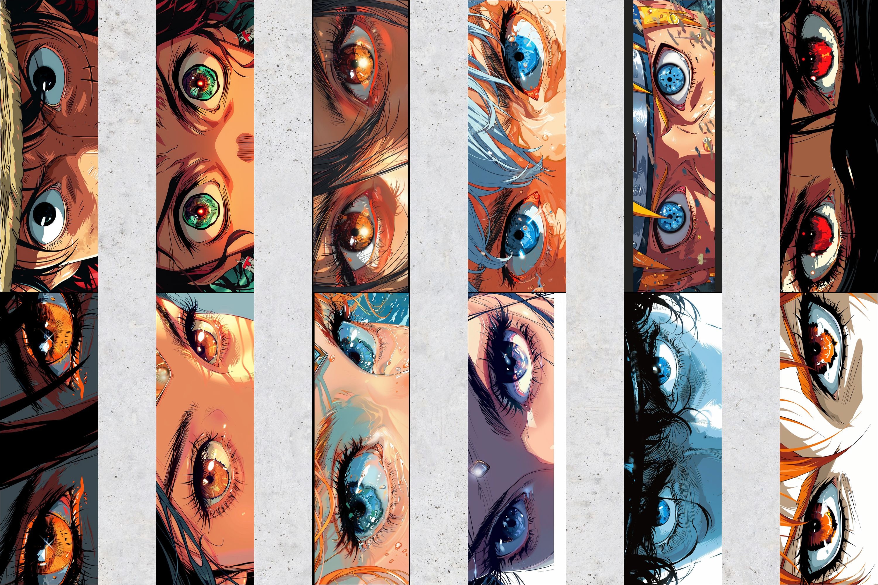 50 Anime Eye Printable Bookmarks, Anime Digital Download Bookmark ...