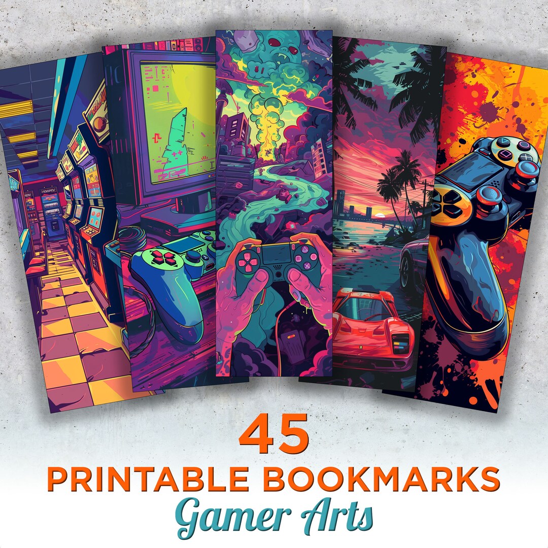 45 Gamer Printable Bookmarks, Video Game Digital Download Bookmark ...