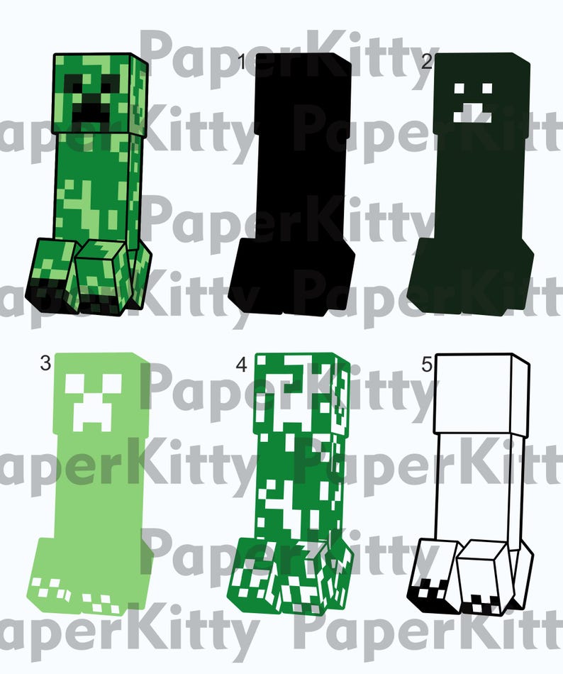Blocky Game Guy Layered Design for Laser and Paper Cutting, Blocky Game ...