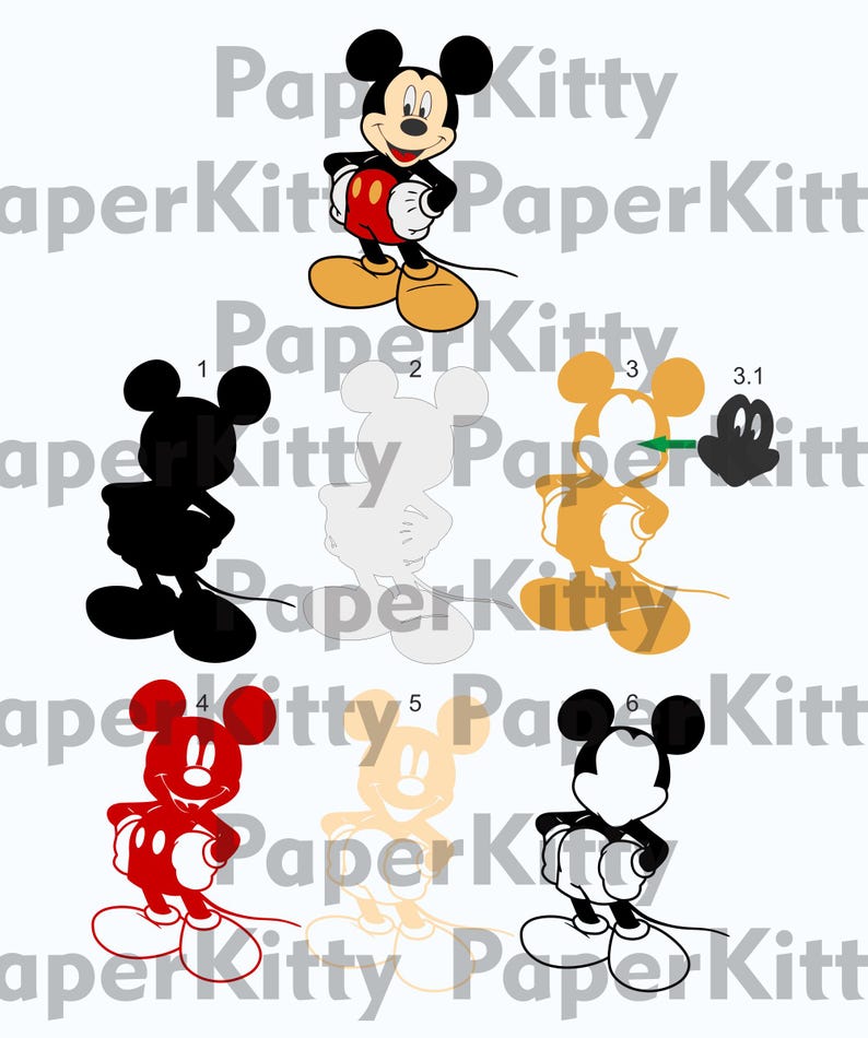Cartoon Mouse Layered Design for Laser and Paper Cutting, Cartoon ...