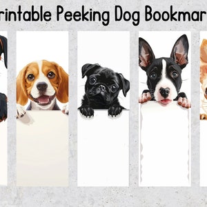 45 Peeking Dog Printable Bookmarks, Dogs Digital Download Bookmark ...