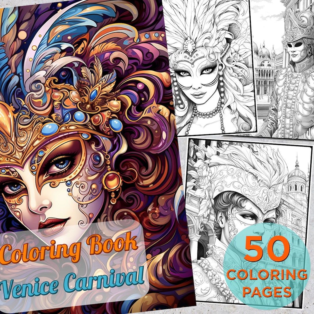 50 Venice Carnival Coloring Pages, Adults Printable Coloring Page ...