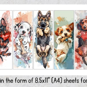 50 Cute Puppies Printable Bookmarks, Dogs Digital Download Bookmark ...