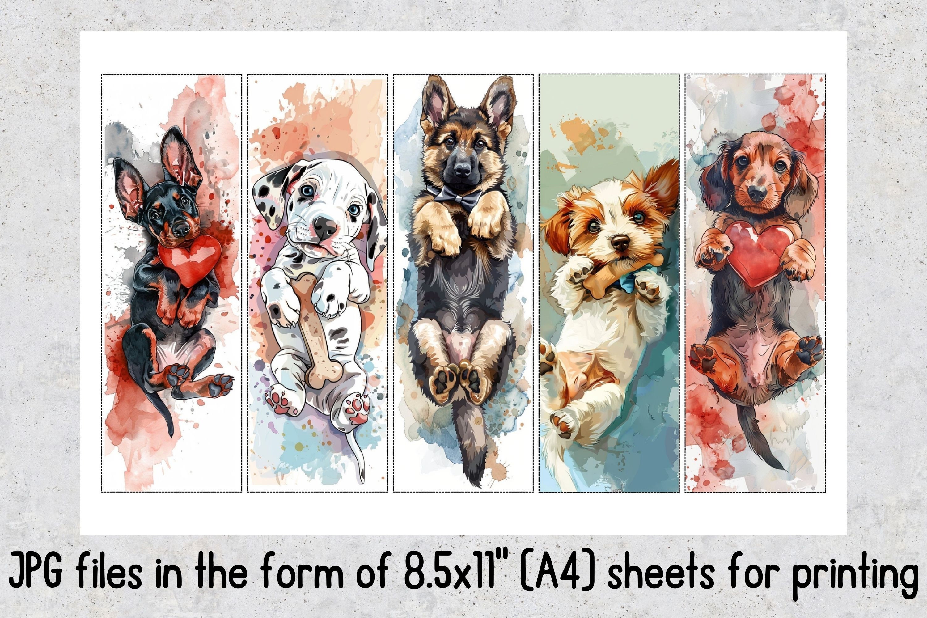 50 Cute Puppies Printable Bookmarks, Dogs Digital Download Bookmark ...