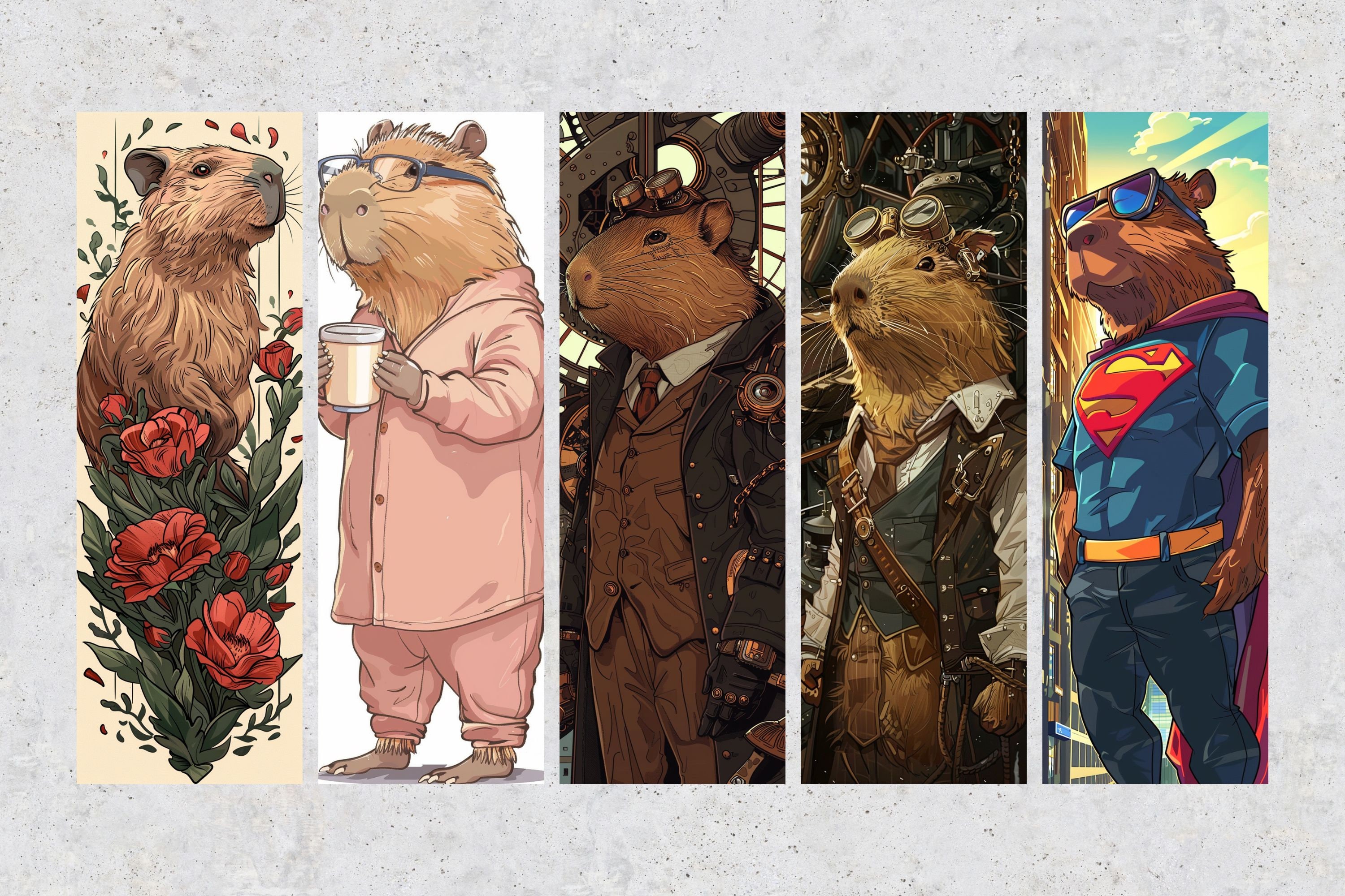 50 Capybara Printable Bookmarks, Capybara Digital Download Bookmark ...