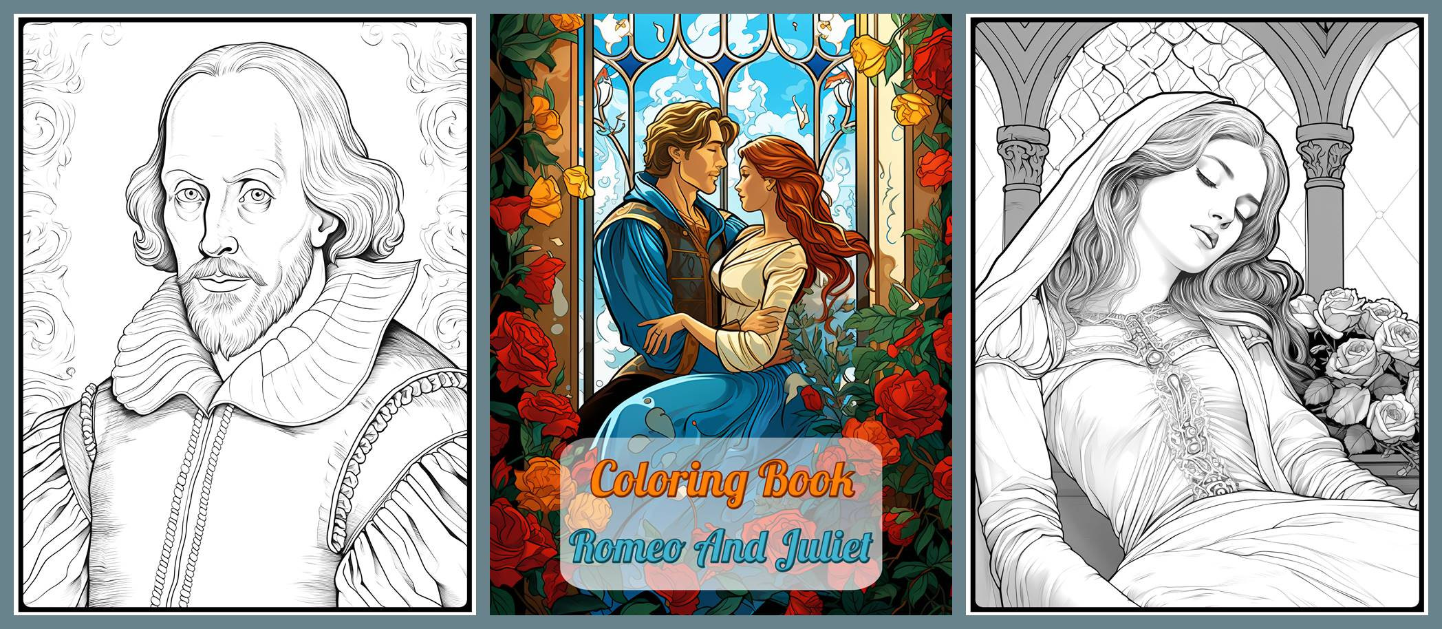 32 Romeo and Juliet Coloring Pages, Romantic Fairy Tale Printable ...