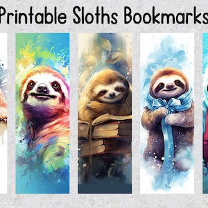 40 Cute Sloths Printable Bookmarks, Sloths Digital Download Bookmark ...