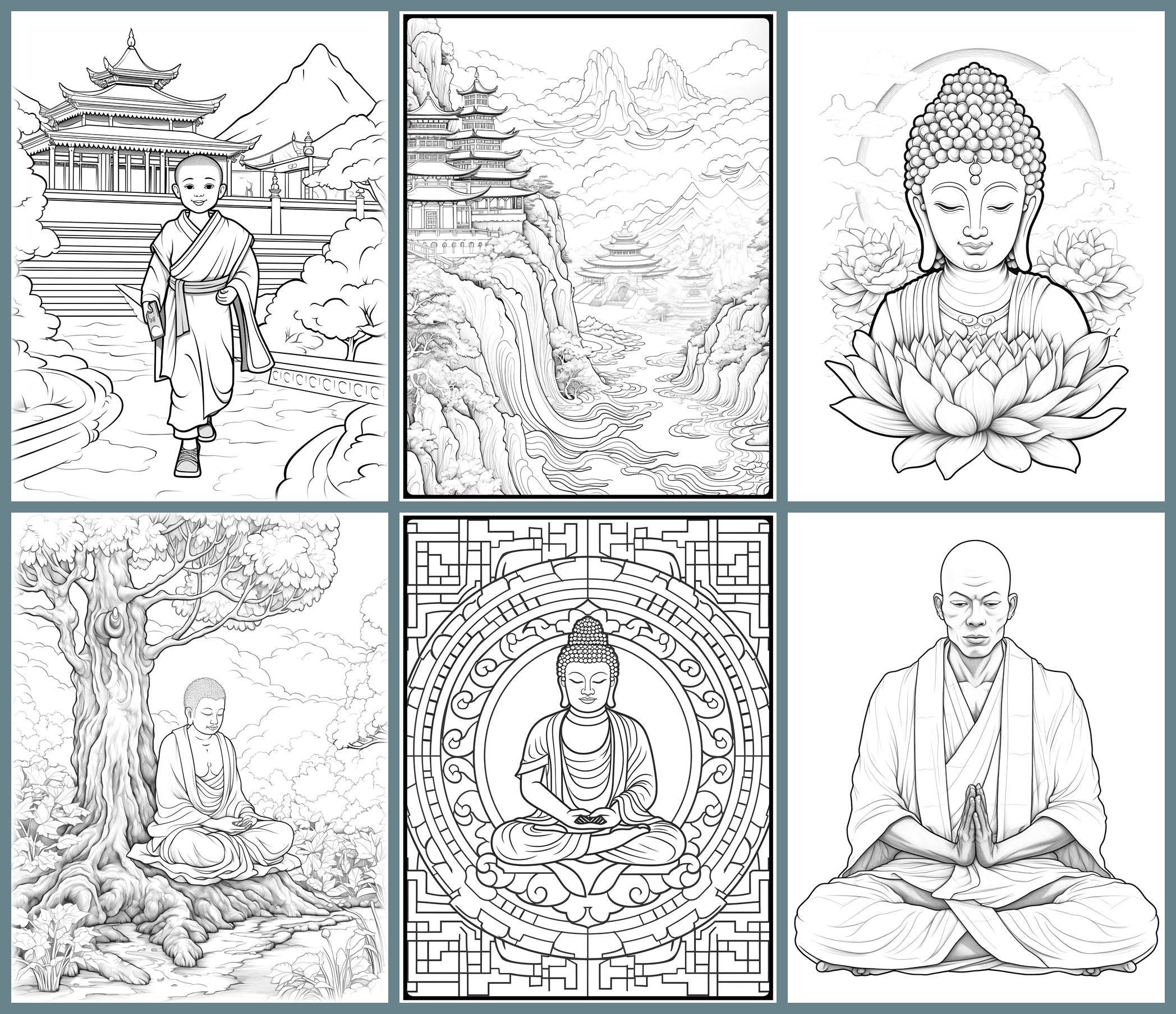 30 Buddhist Coloring Pages, Adults Printable Coloring Page Buddhism ...