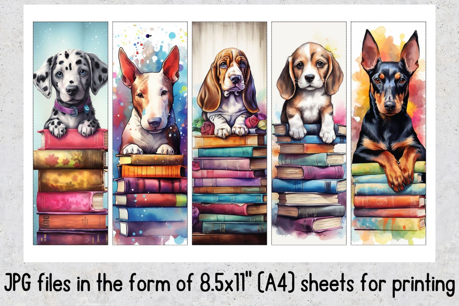 30 Cute Dogs Printable Bookmarks, Dogs Digital Download Bookmark Sheets ...