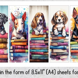 30 Cute Dogs Printable Bookmarks, Dogs Digital Download Bookmark Sheets ...