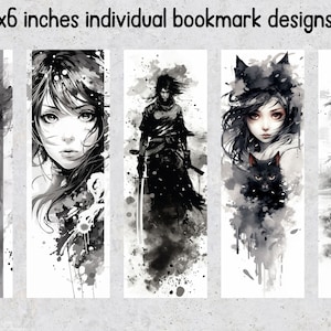 35 Manga Printable Bookmarks, Manga Black and White Digital Bookmark ...