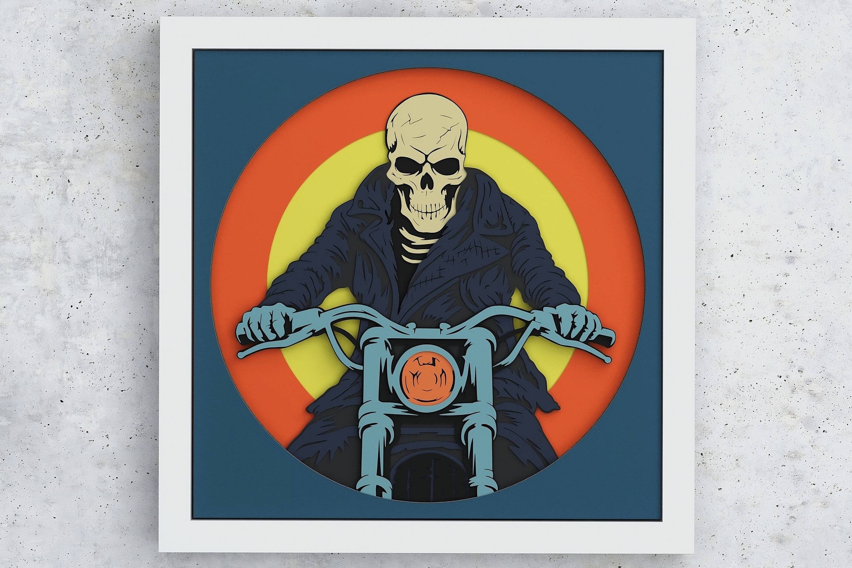 Biker Shadow Box Skeleton Rider SVG Layered Design for Cricut - Etsy