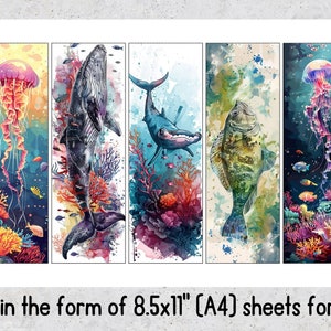 50 Sea World Printable Bookmarks, Ocean Digital Download Bookmark ...