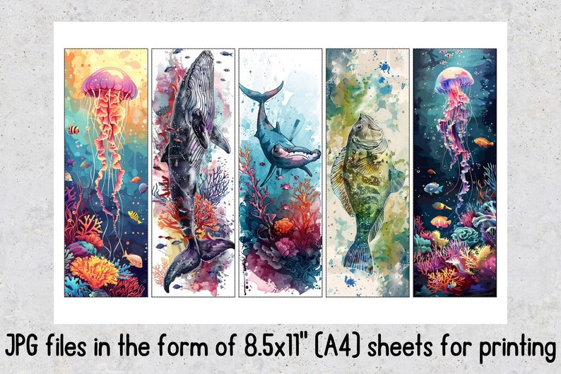 50 Sea World Printable Bookmarks, Ocean Digital Download Bookmark ...