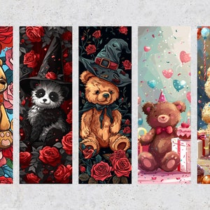40 Teddy Bear Printable Bookmarks, Toy Bear Digital Download Bookmark ...