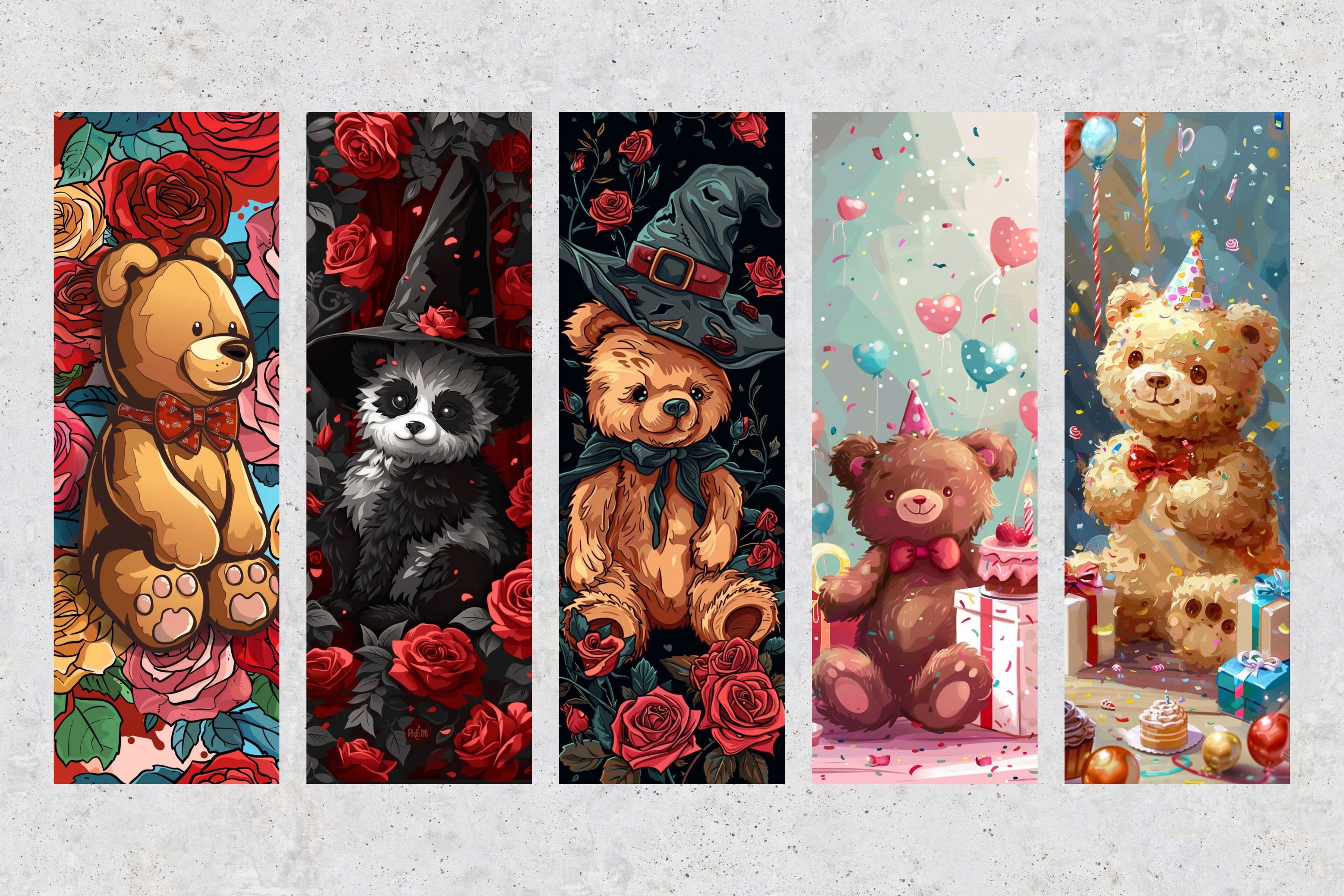 40 Teddy Bear Printable Bookmarks, Toy Bear Digital Download Bookmark ...
