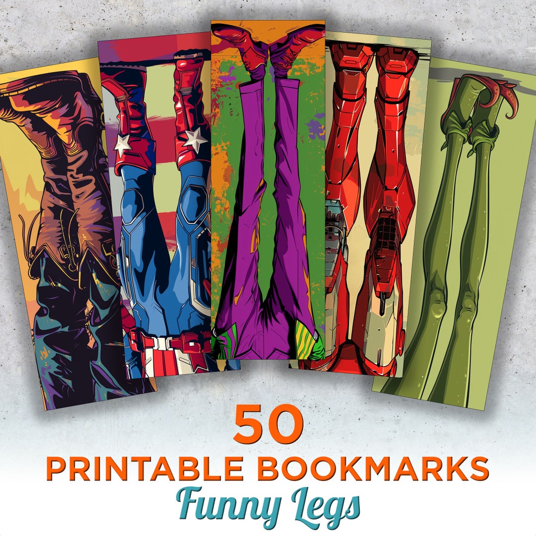 50 Funny Peeking Legs Printable Bookmarks, Digital Download Bookmark ...