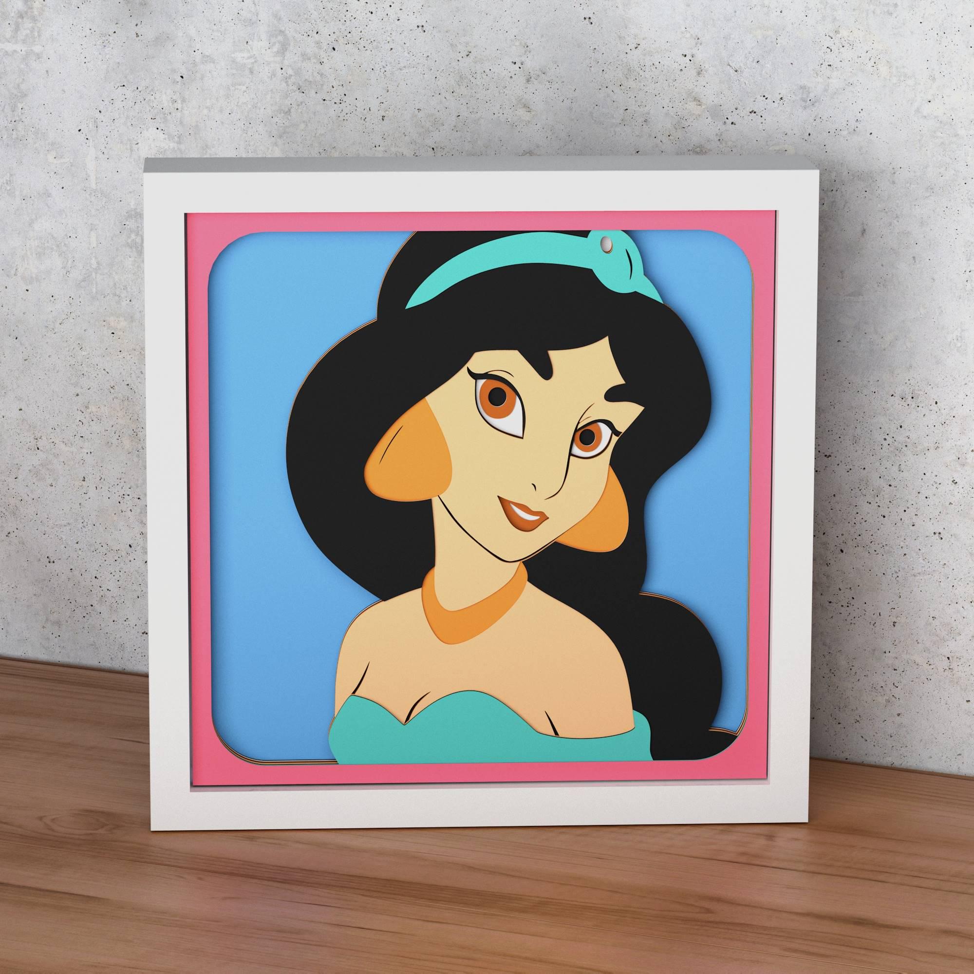Cartoon Princess Shadow Box, Princess SVG Layered Design for Cricut ...