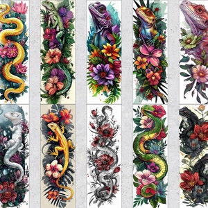 50 Reptile Printable Bookmarks, Reptile Digital Download Bookmark Sheet ...