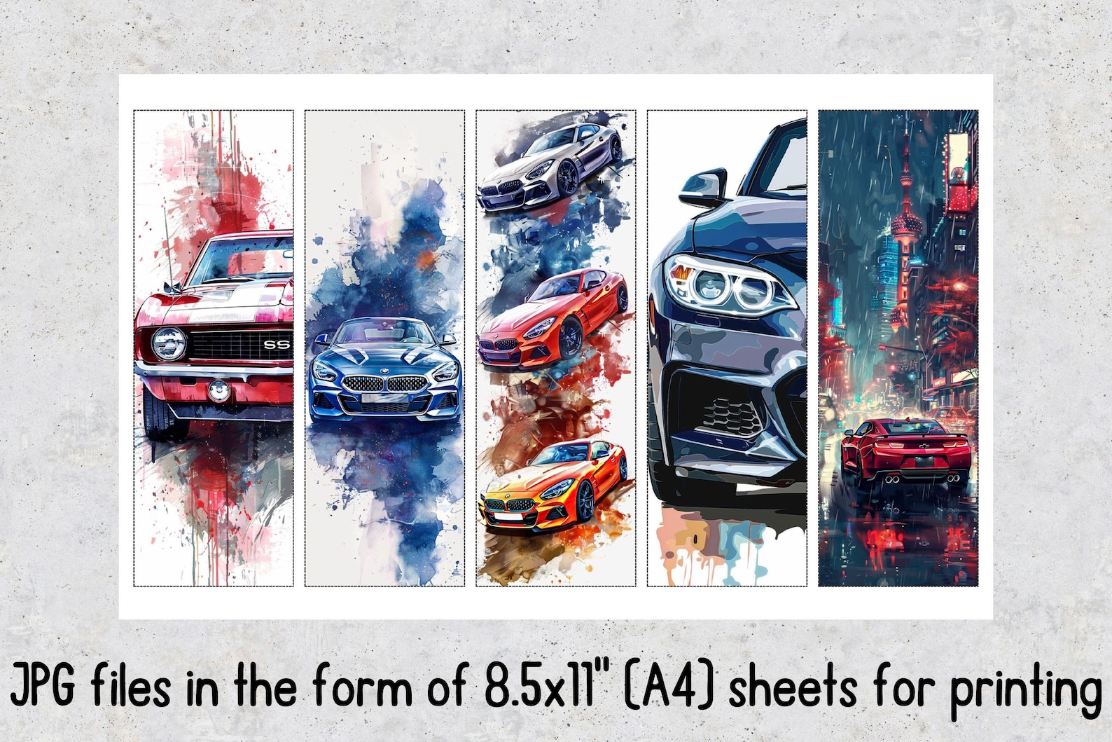 50 Sport Car Printable Bookmarks, Sport Car Digital Download Bookmark ...