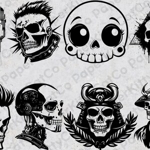 50 Skull PNG & SVG Bundle, Skull SVG Silhouettes Sublimation, Spooky ...