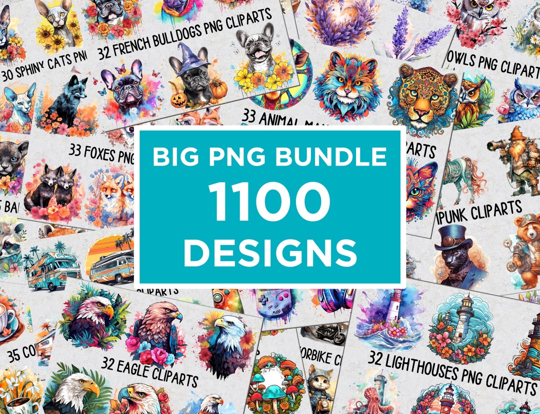 1100 Huge PNG Bundle, Set of 1100 PNG Cliparts for Sublimation, Set of ...