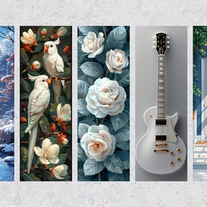 50 Total White Printable Bookmarks, White Digital Download Bookmark ...