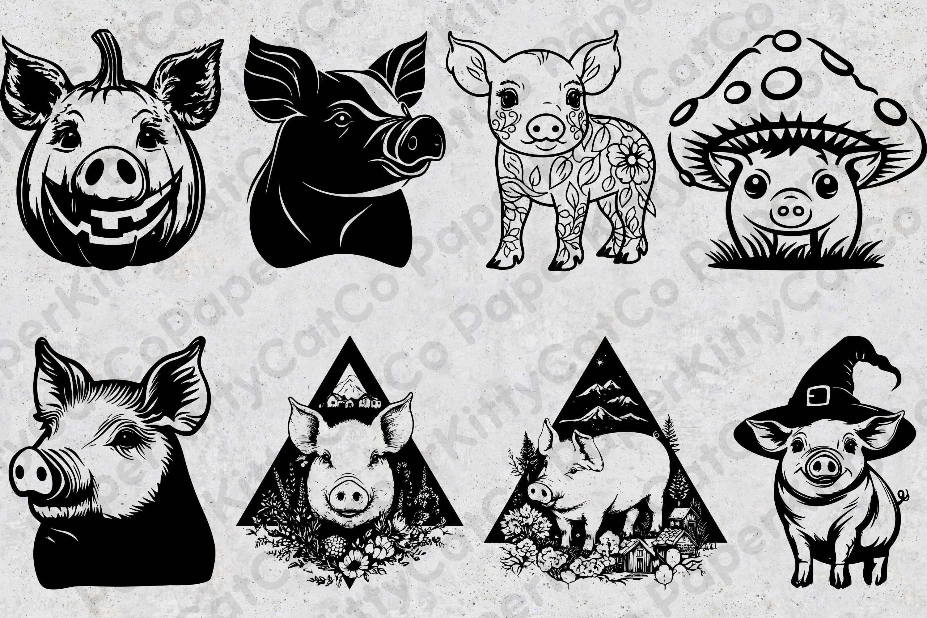50 Pig PNG & SVG Bundle, Pigs SVG Silhouettes Sublimation, Pigs ...