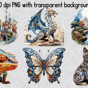 32 Antonio Gaudi PNG Cliparts, Watercolor Gaudi Sublimation SVG, Set of ...