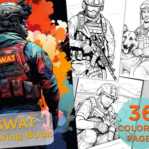 36 SWAT Coloring Pages, Adults Printable Army Forces Coloring Book ...