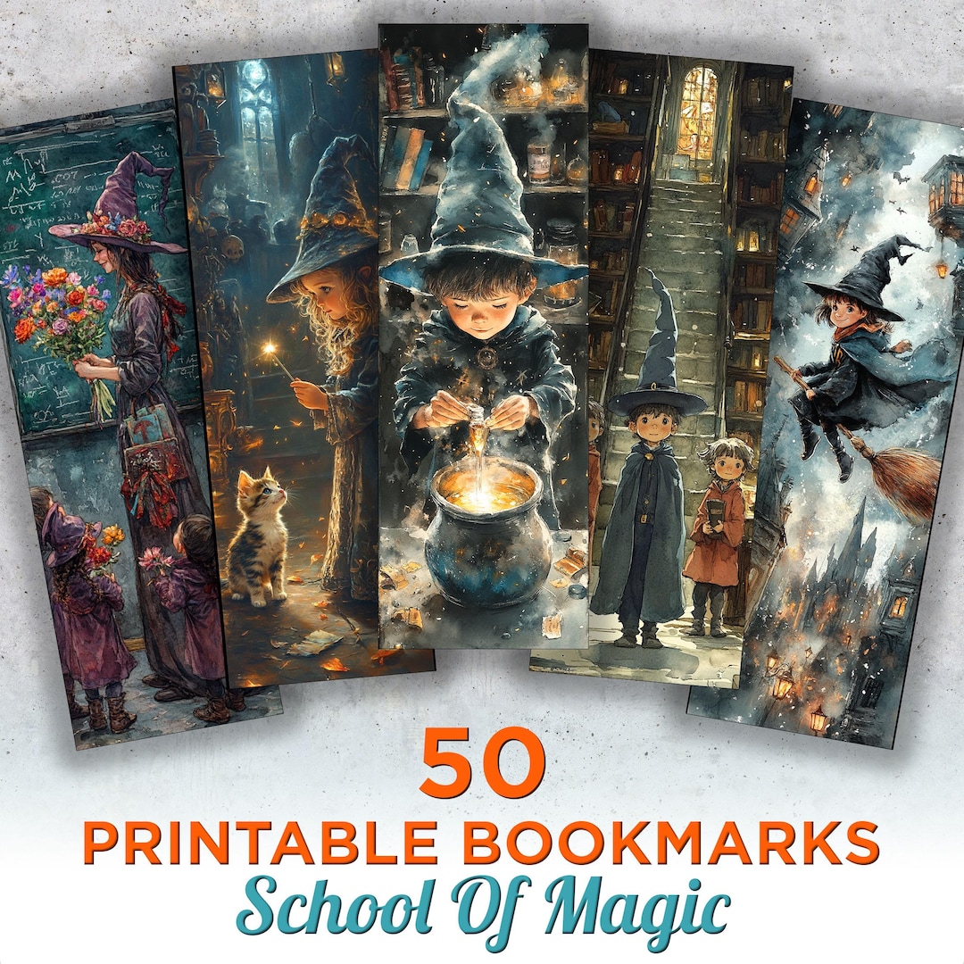 50 School of Magic Printable Bookmarks, Magic School Digital Bookmark ...
