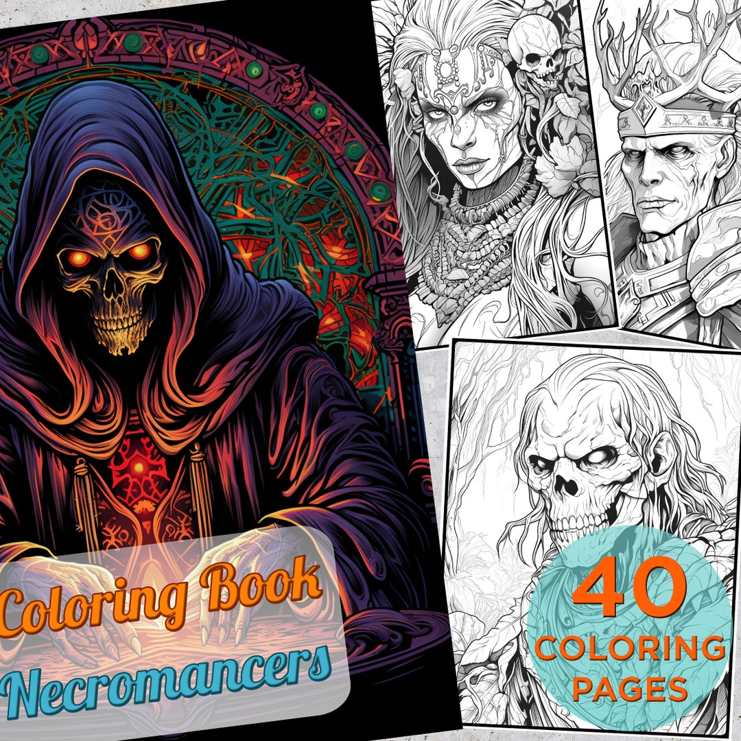 40 Necromancers Coloring Pages, Necromancer Printable Grayscale ...