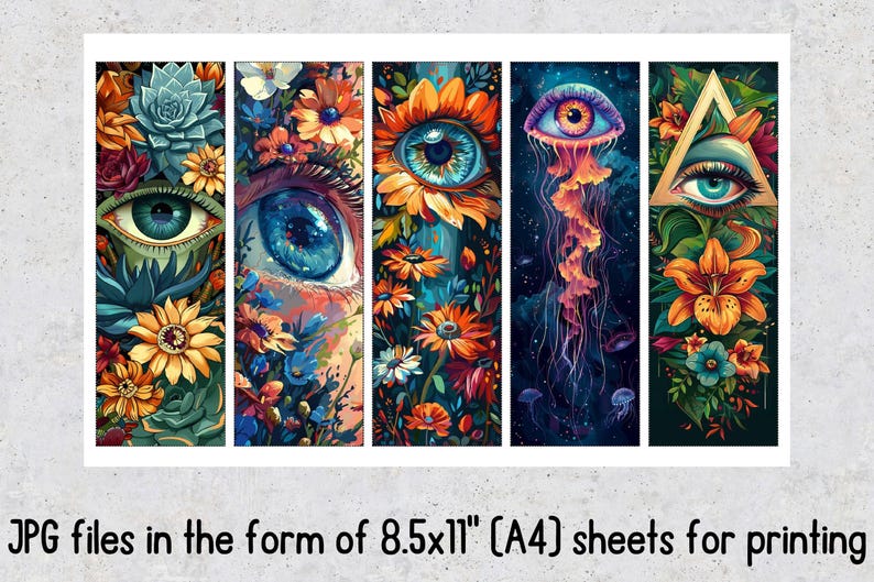 50 Watchful Eyes Printable Bookmarks, Close-up Eye Download Bookmark ...
