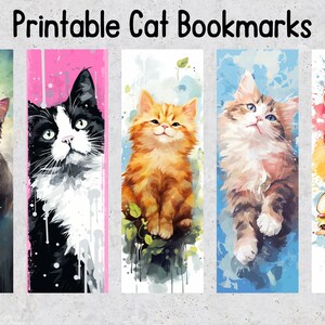 50 Cute Cat Printable Bookmarks, Kitten Digital Bookmark Sheets, Cat ...