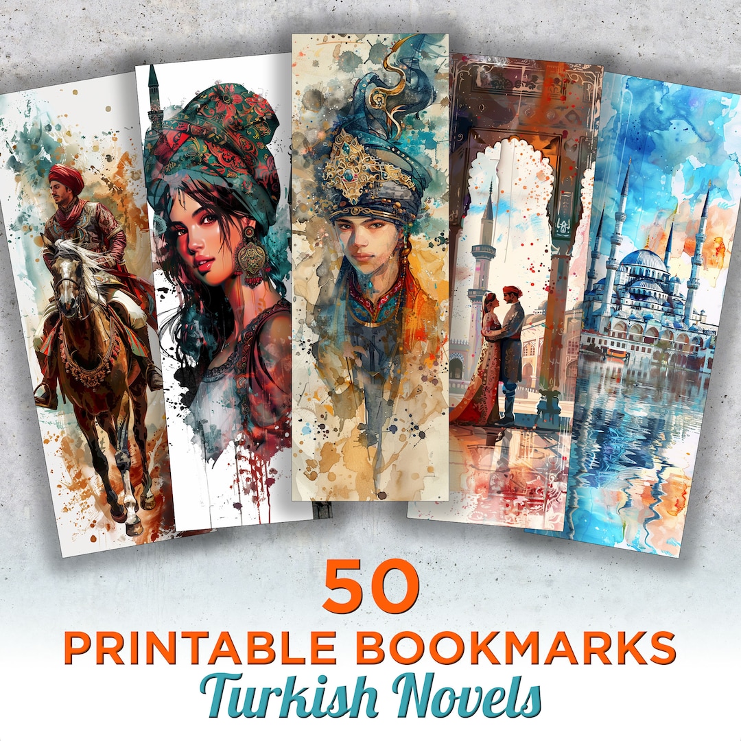 50 Turkish Novel Printable Bookmarks, Turkey Digital Bookmark Sheets ...