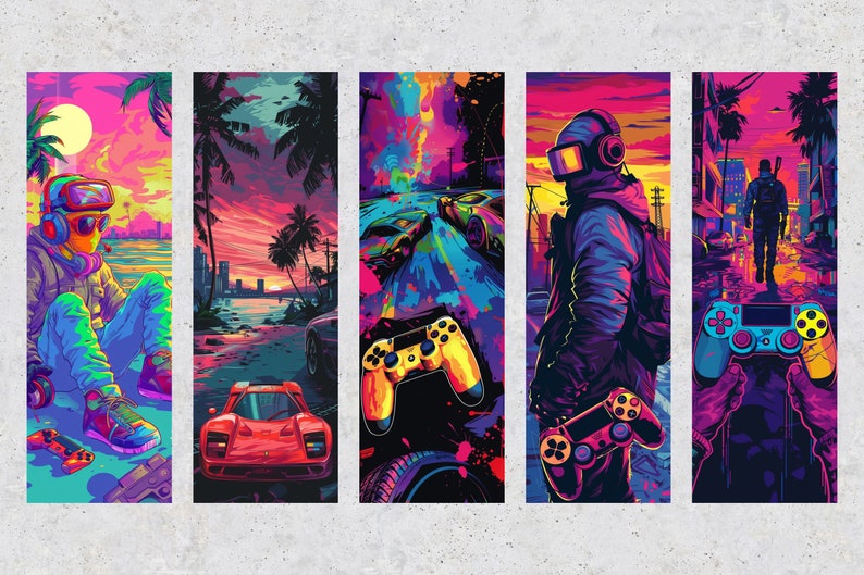 45 Gamer Printable Bookmarks, Video Game Digital Download Bookmark ...