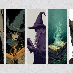 45 Witch's Book Printable Bookmarks, Witch Digital Bookmark Sheets ...