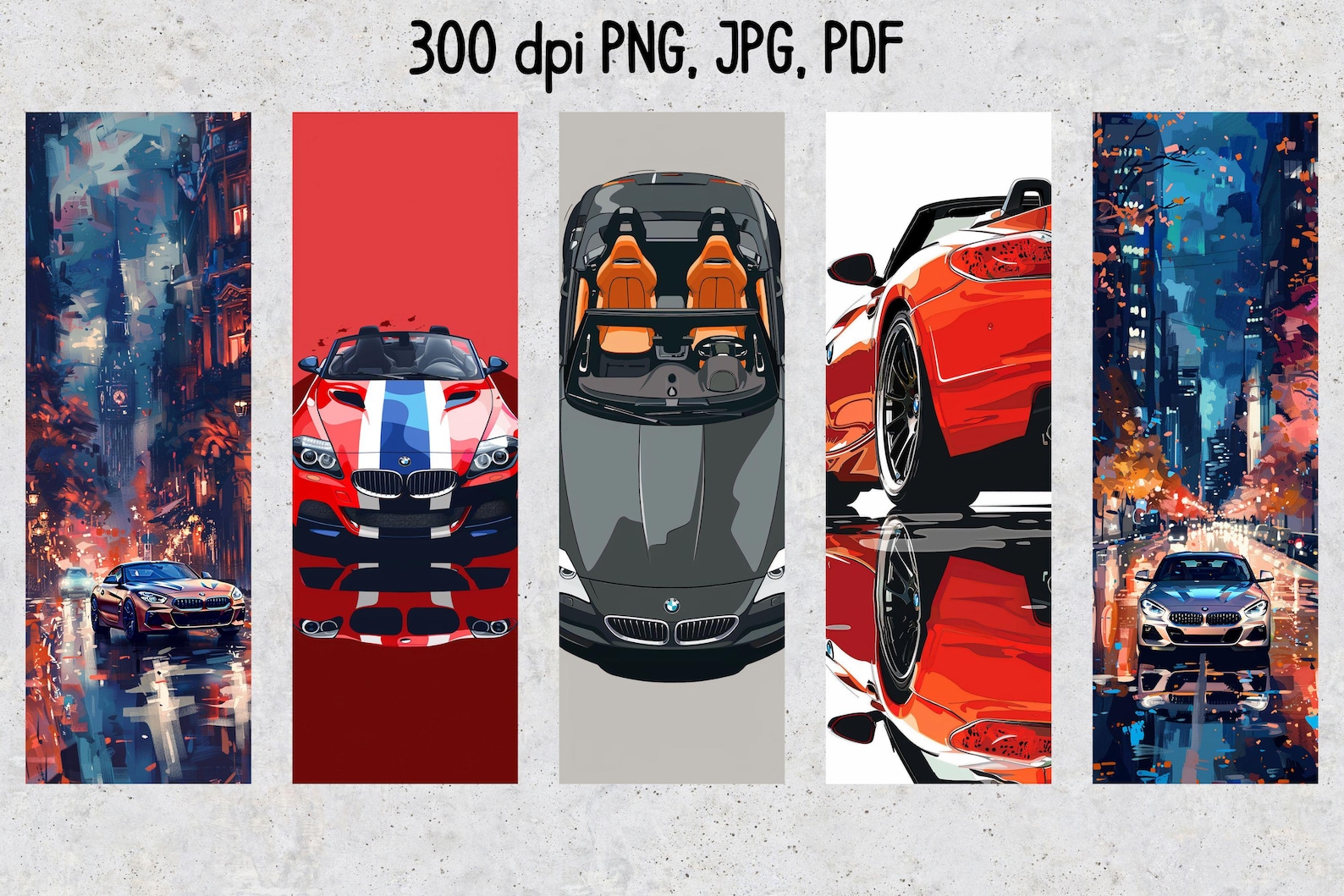50 Sport Car Printable Bookmarks, Sport Car Digital Download Bookmark ...