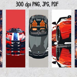 50 Sport Car Printable Bookmarks, Sport Car Digital Download Bookmark ...