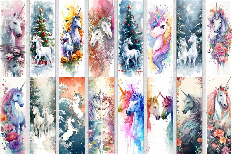 50 Unicorn Printable Bookmarks, Unicorn Digital Download Bookmark ...