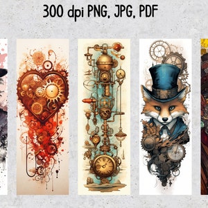 50 Steampunk Printable Bookmarks, Steampunk Digital Download Bookmark ...