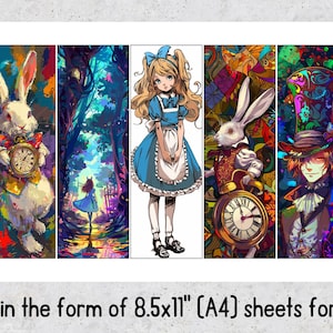 35 Alice Printable Bookmarks, Wonderland Digital Download Bookmark ...