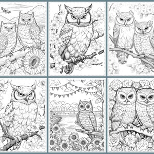 36 Gorgeous Owls Coloring Pages, Floral Owls Printable Grayscale ...