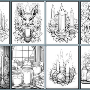 50 Candle Coloring Pages, Adults Printable Coloring Page With Gothic ...