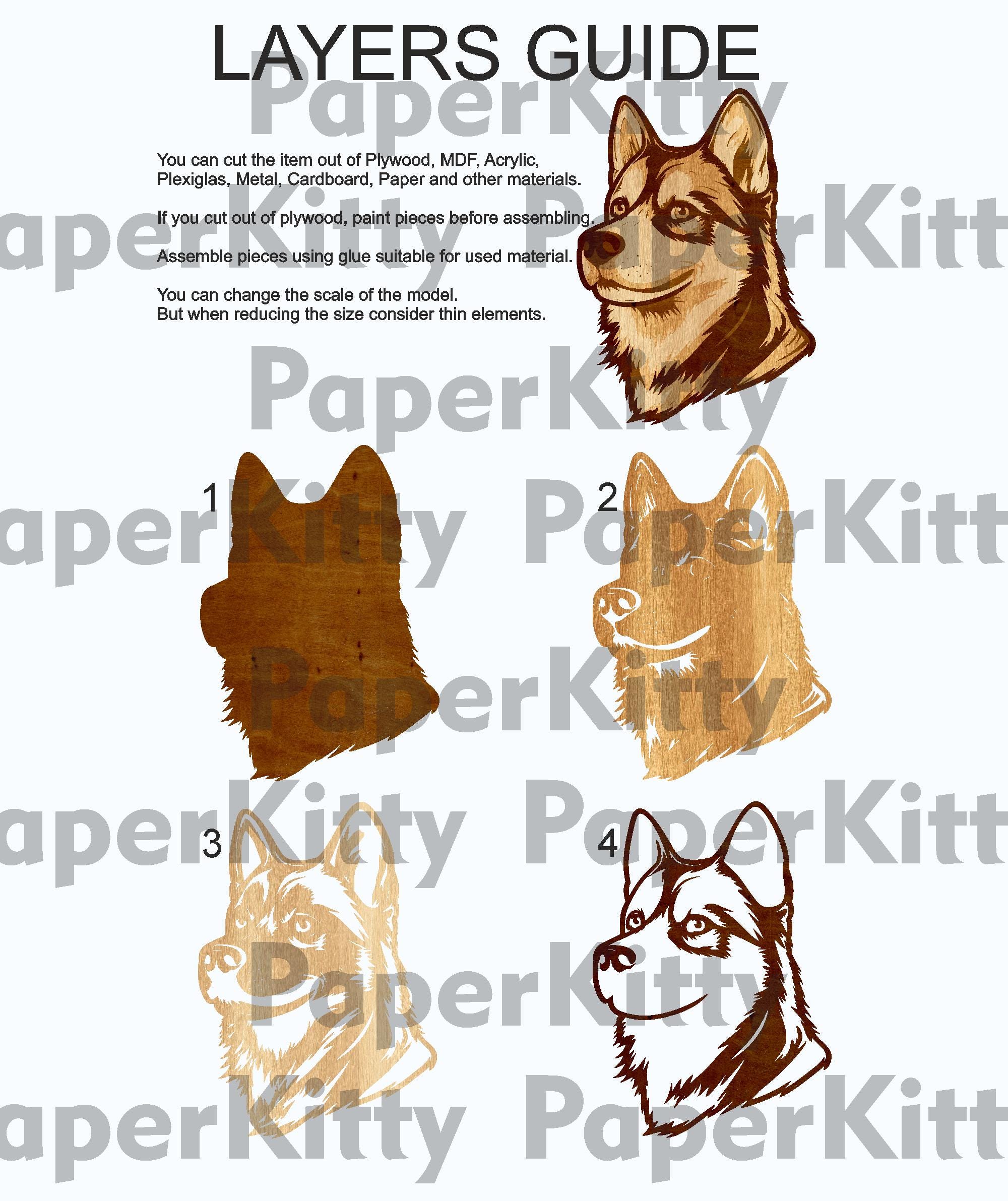 Husky Layered Design for Laser Cutting, SVG DXF Husky Digital Design ...